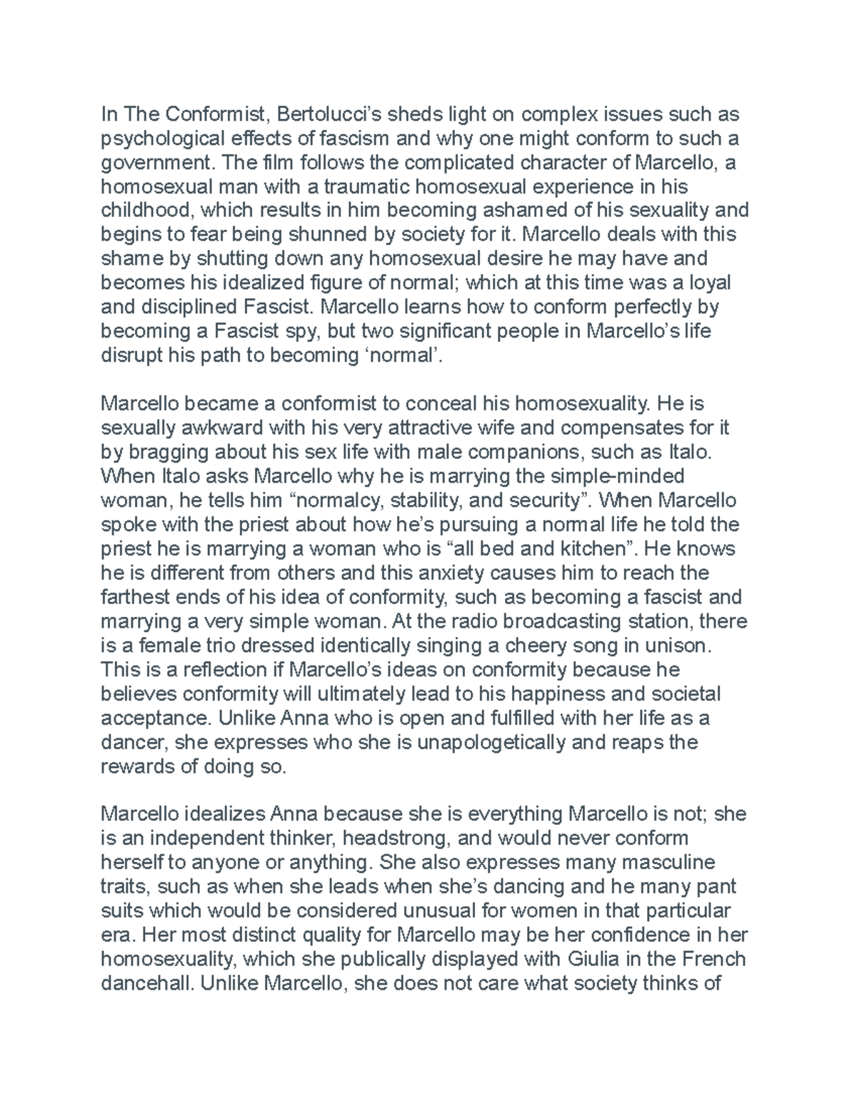 The Conformist Example Essay - HIS 4115 - Harvard - Studocu