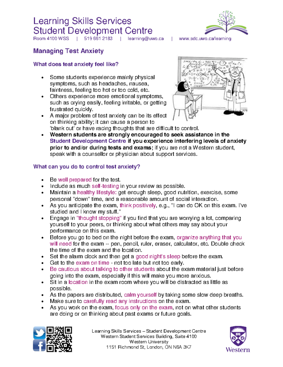Managing Test Anxiety - Learning Skills Services Student Development ...