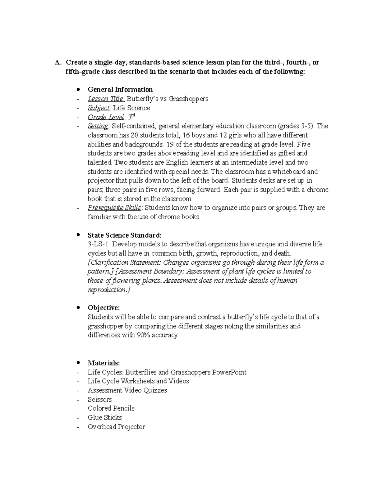 C133 - study guide - A. Create a single-day, standards-based science ...