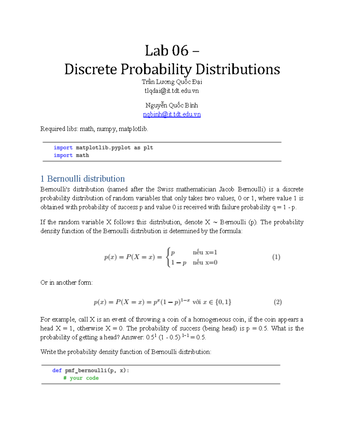 Lab-06-Distribution - lab6 - Lab 0 6 – Discrete Probability ...