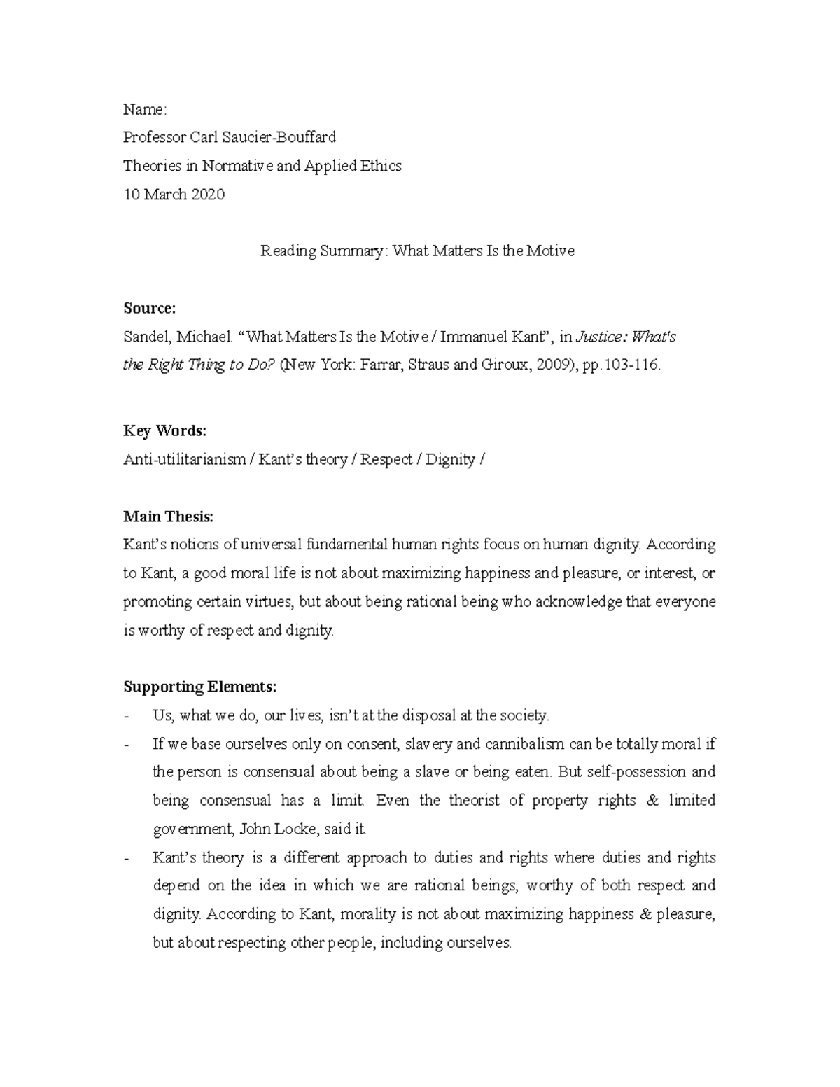 What Matters Is the Motive - Name: Professor Carl Saucier-Bouffard ...