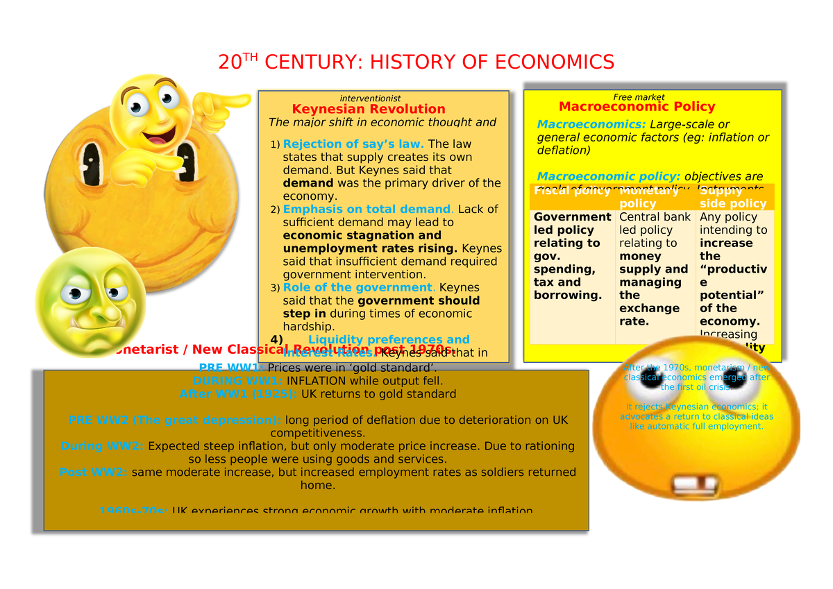 20th century econ history - 20 TH CENTURY: HISTORY OF ECONOMICS ...