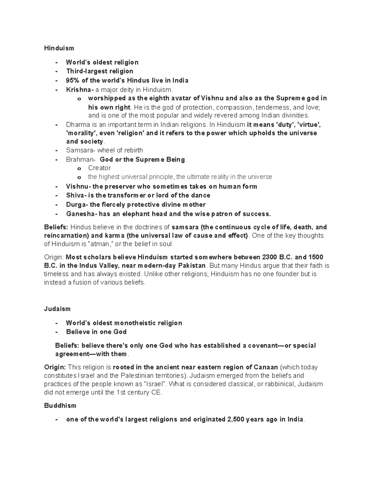 Religion-info - LESSON NOTES. - Hinduism - World’s oldest religion ...