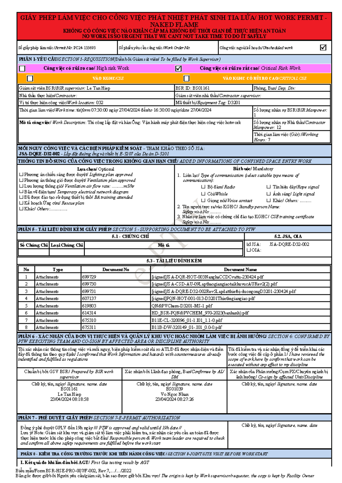 PTW A4 rev7 - the manual - Biểu mẫu/Form BSR-HSE-PRO-007/F-002, Rev ...