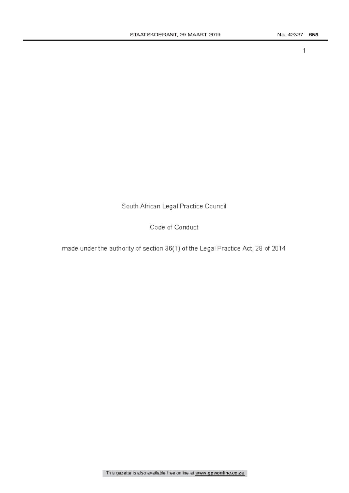 Legal Practice Council Code of Conduct for all legal practitioners ...