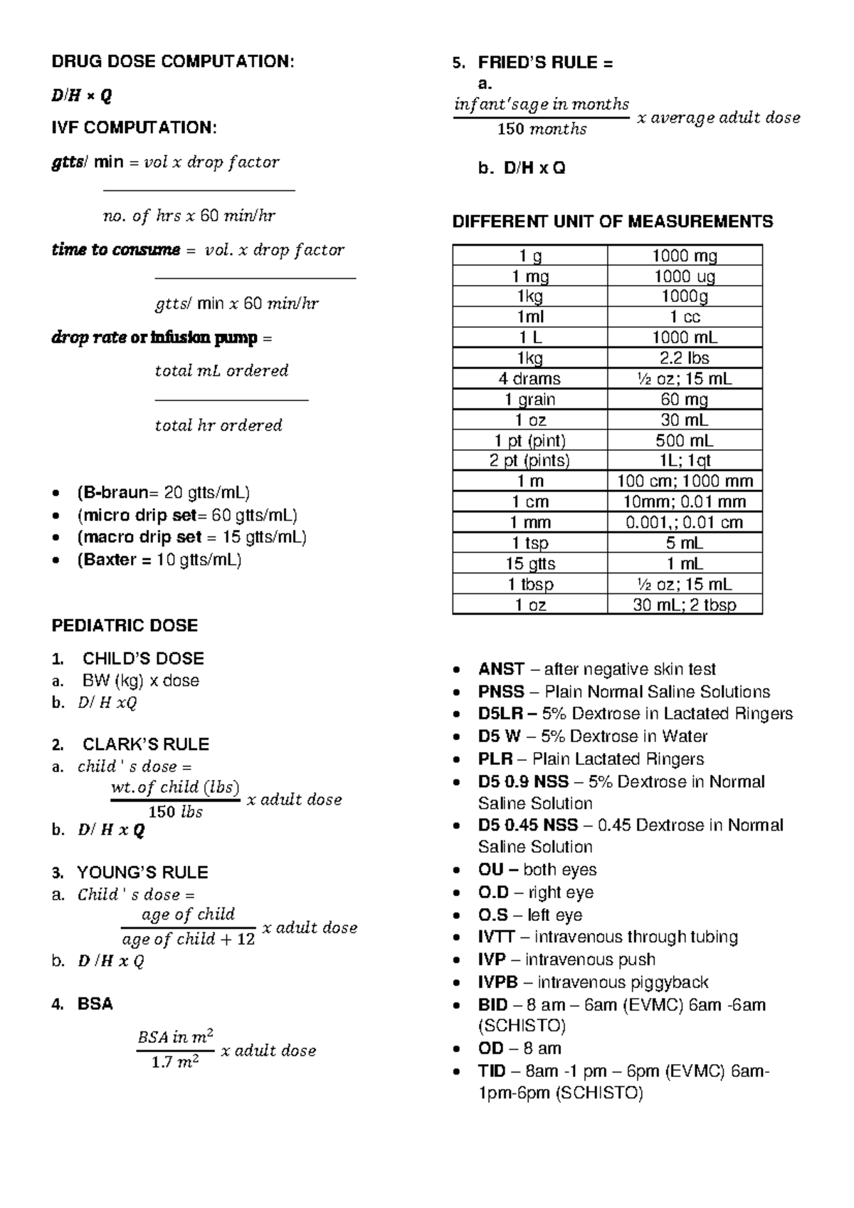 DRUG-DOSE- Computation - DRUG DOSE COMPUTATION: 𝐷/𝐻 × 𝑄 IVF COMPUTATION ...
