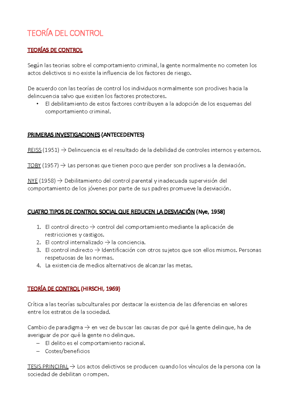 Teoría DEL Control - TEORÍA DEL CONTROL TEORÍAS DE CONTROL Según las ...