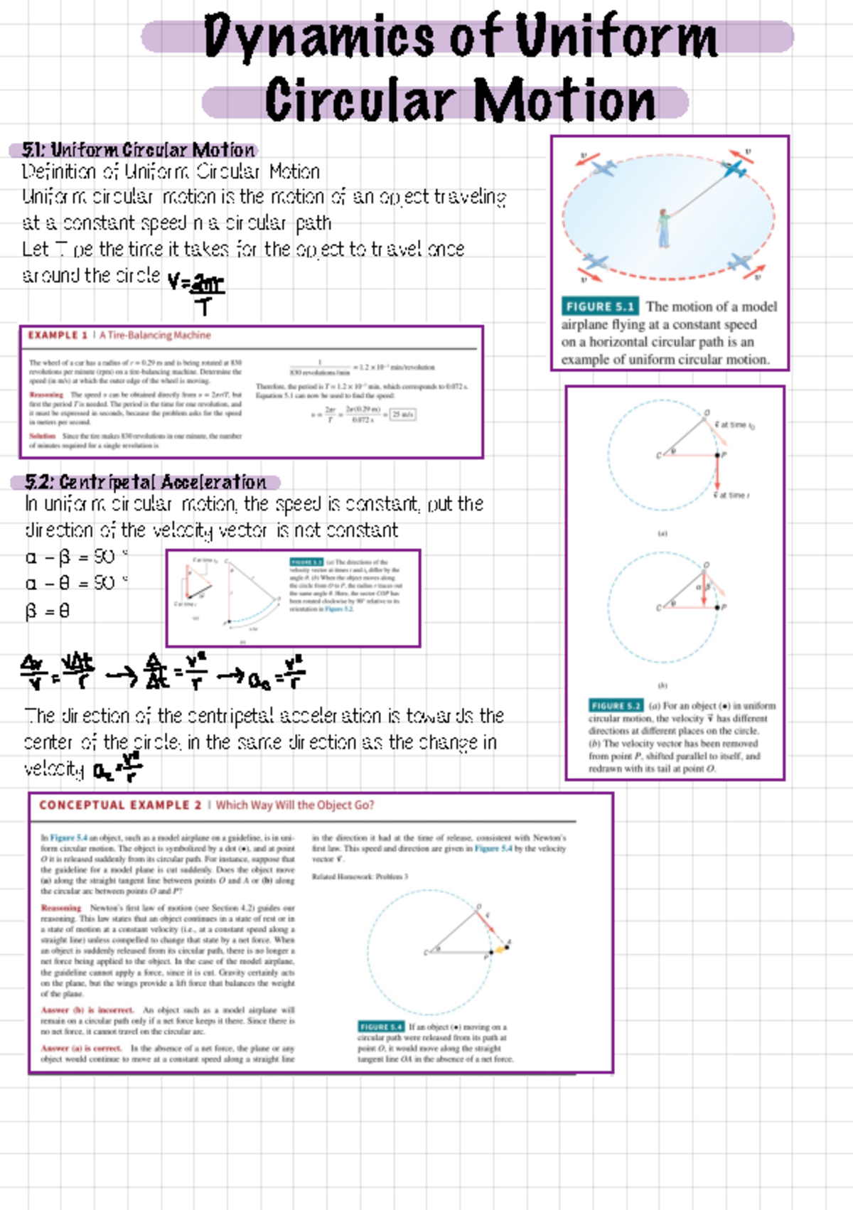 Physics 5-8 Notes 📐 - Dynamics of Uniform Circular Motion 5: Uniform ...