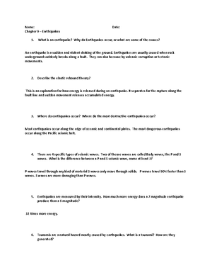 LAB Exercise 6 - Introduction TO Oceanography - Lab Exercise 6 ...