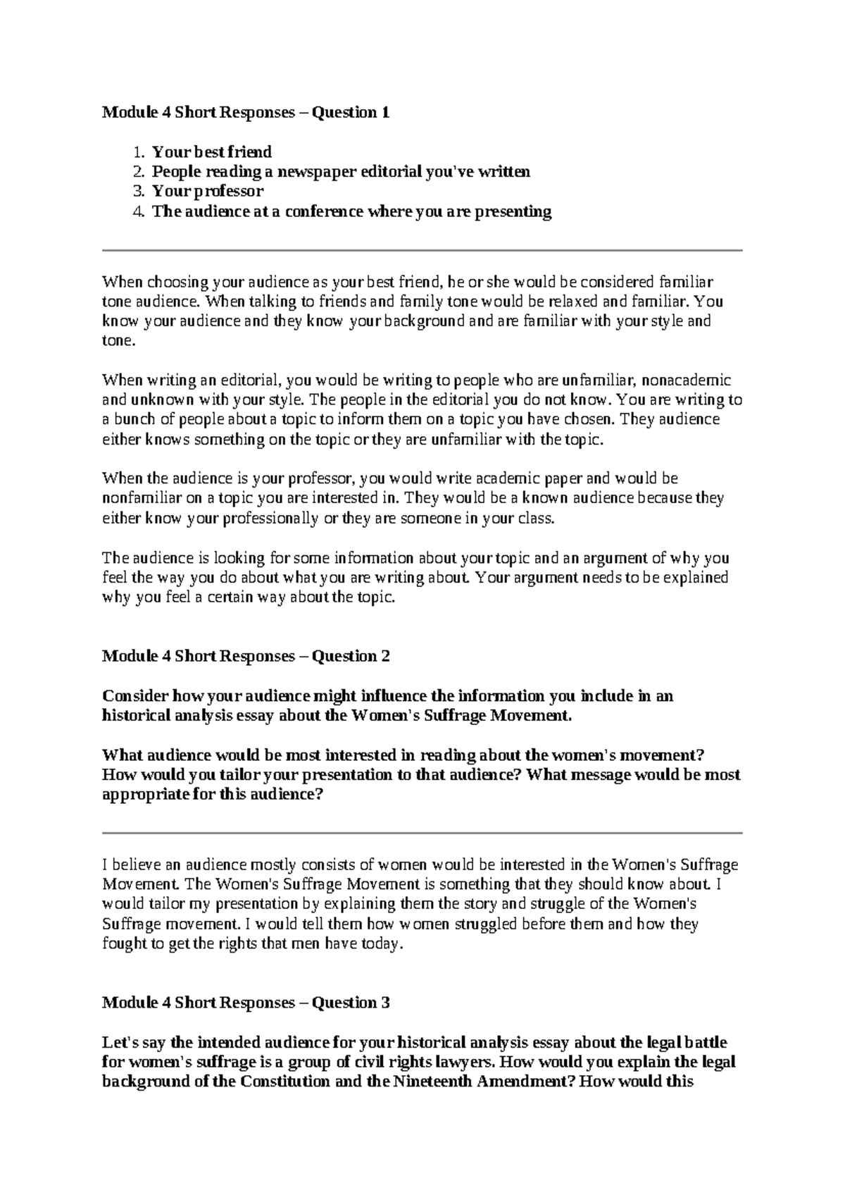 Aimie Thomas HIS 200 Applied History - Module 4 Short Responses ...