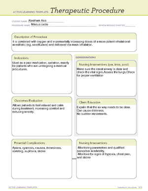 Active Learning Template Therapeutic Procedure form (Hydrotherapy ...