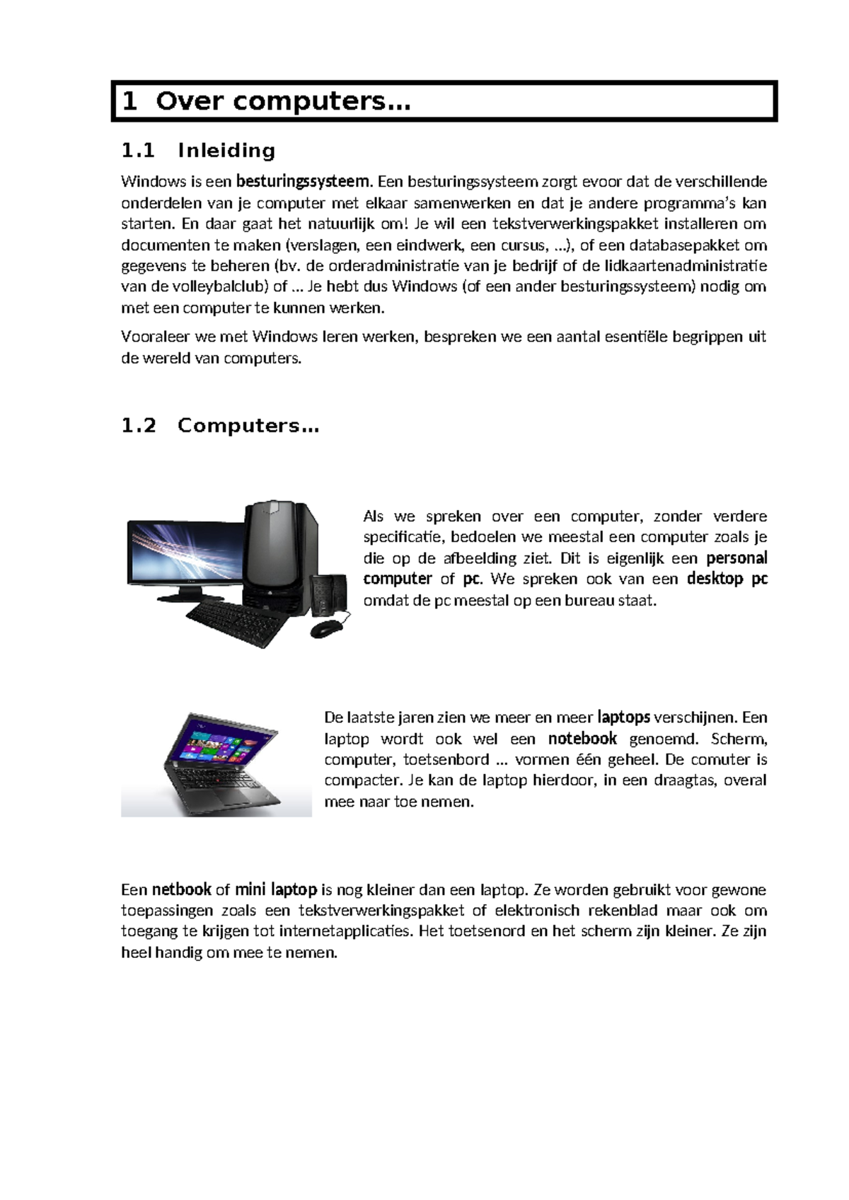 Voorbeeld Computers Vertrekbestand - 1 Over computers... 1 Inleiding ...