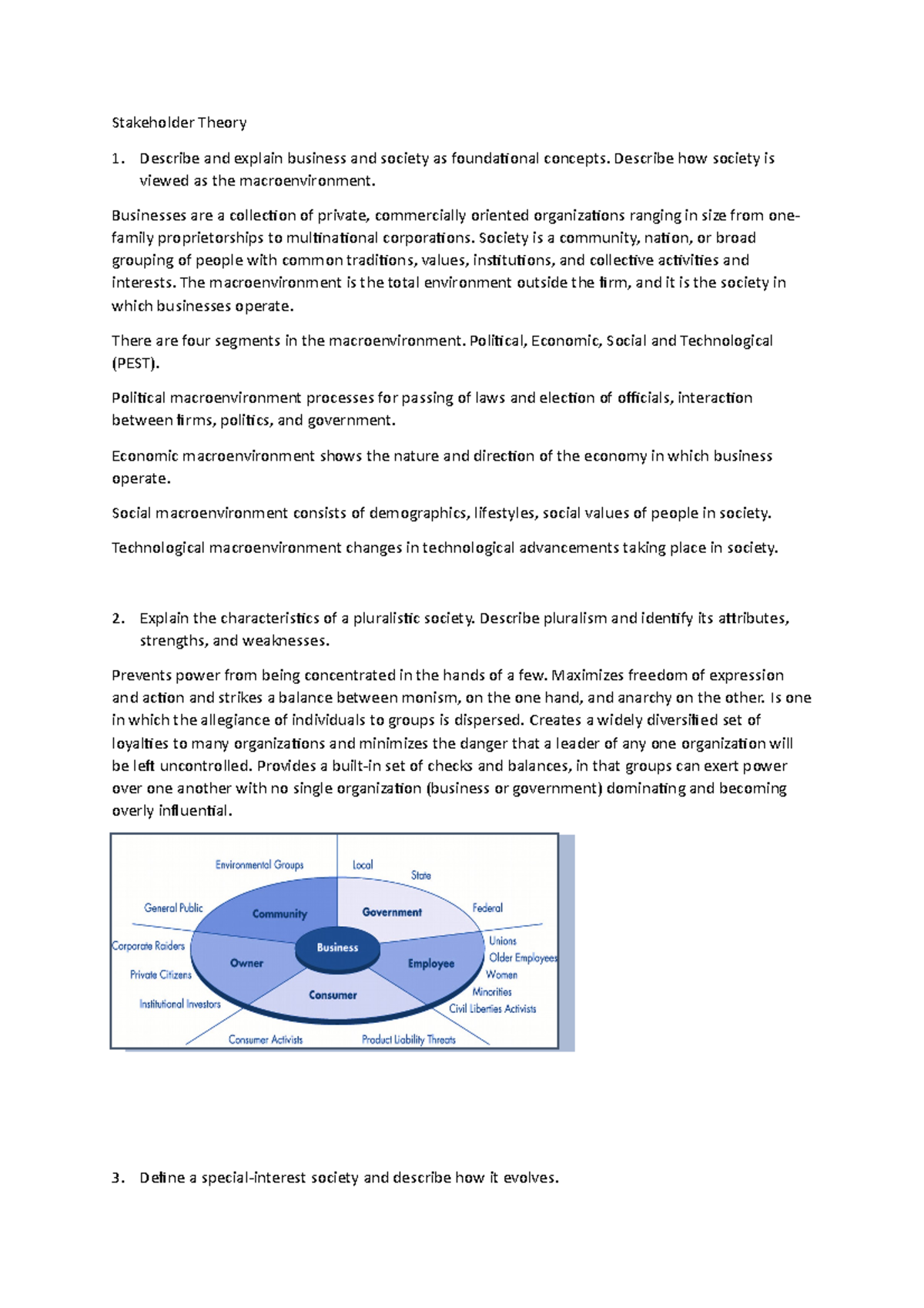 Stakeholder Theory and CSR - Stakeholder Theory Describe and explain ...