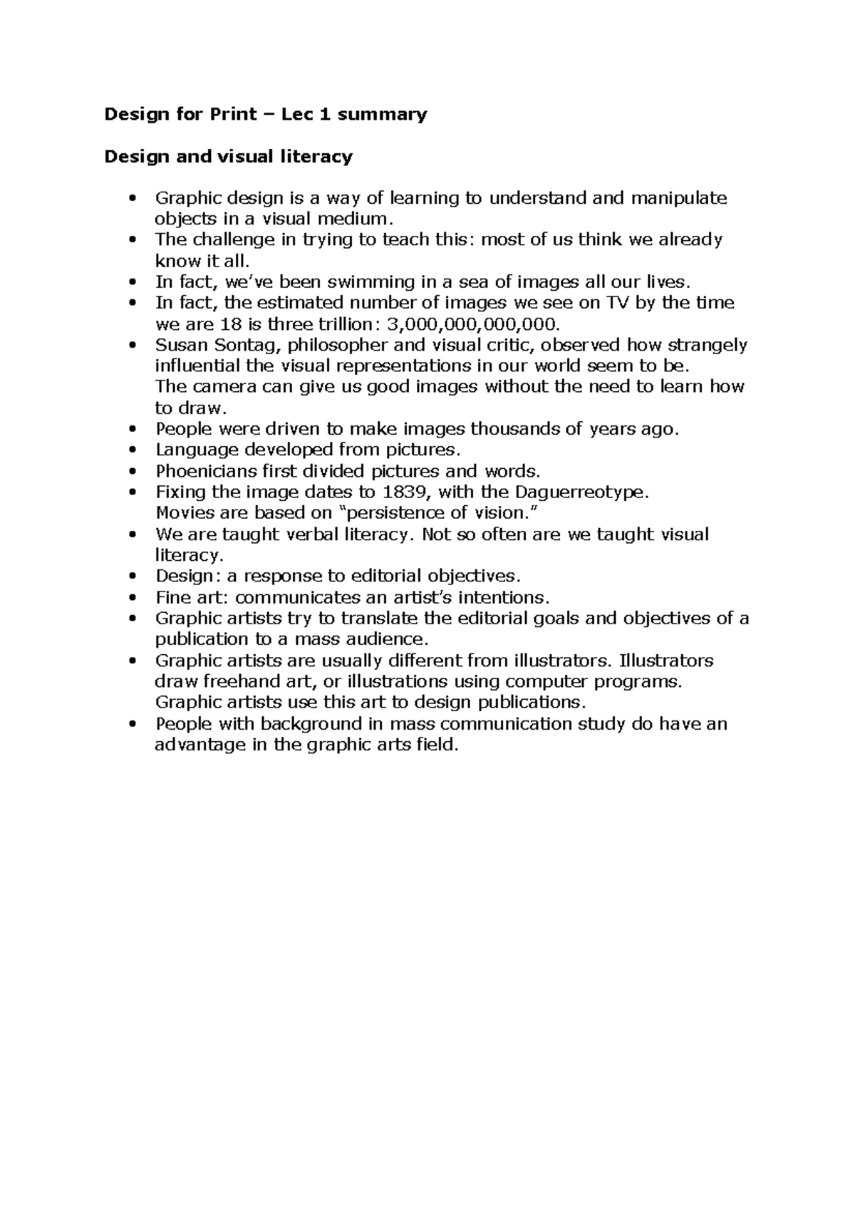Design for Print - Lec 1 Summary - Design for Print – Lec 1 summary ...