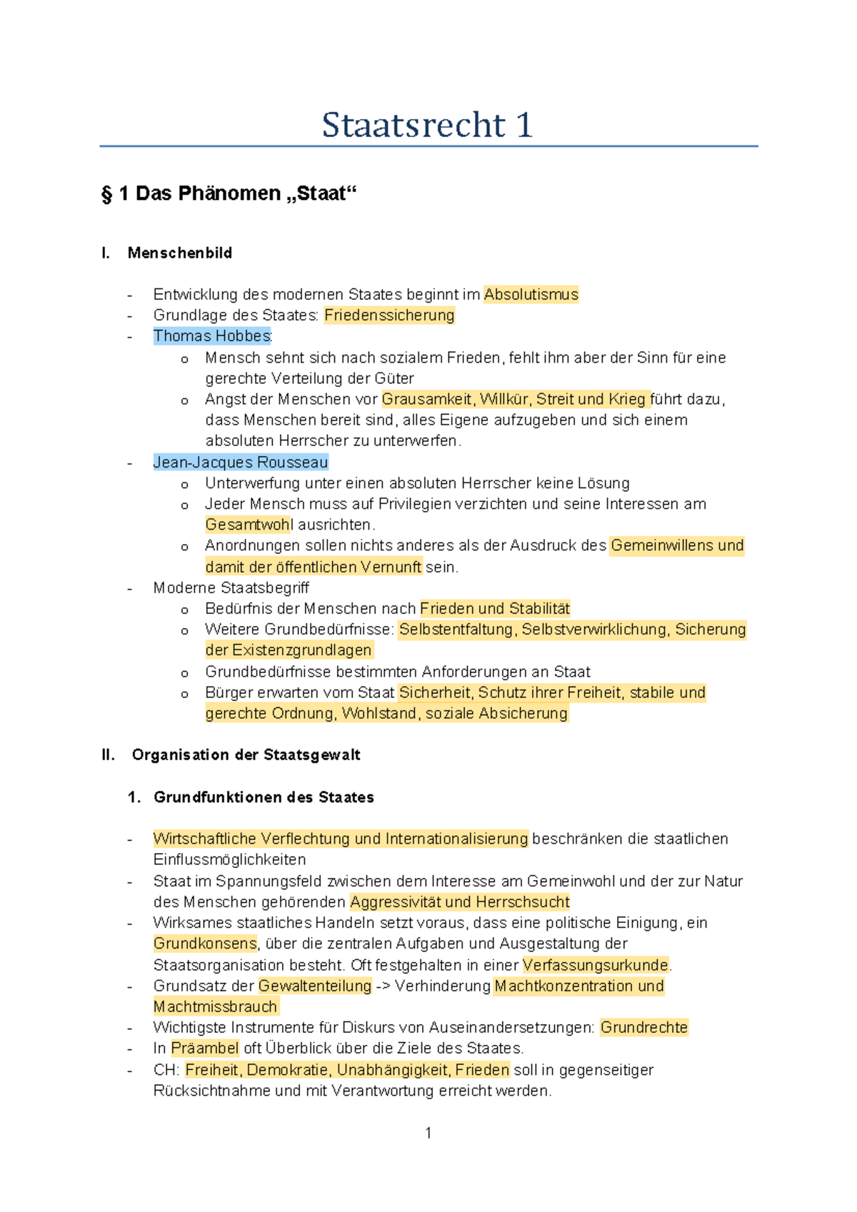 Zusammenfassung Bundesstaatsrecht - Staatsrecht)1! § 1 Das Phänomen ...