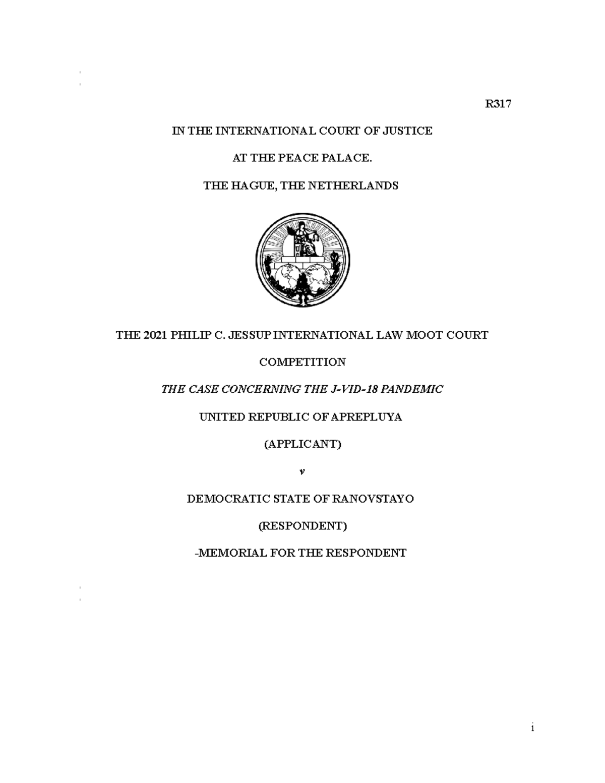 317R - law pages brief - R IN THE INTERNATIONAL COURT OF JUSTICE AT THE ...