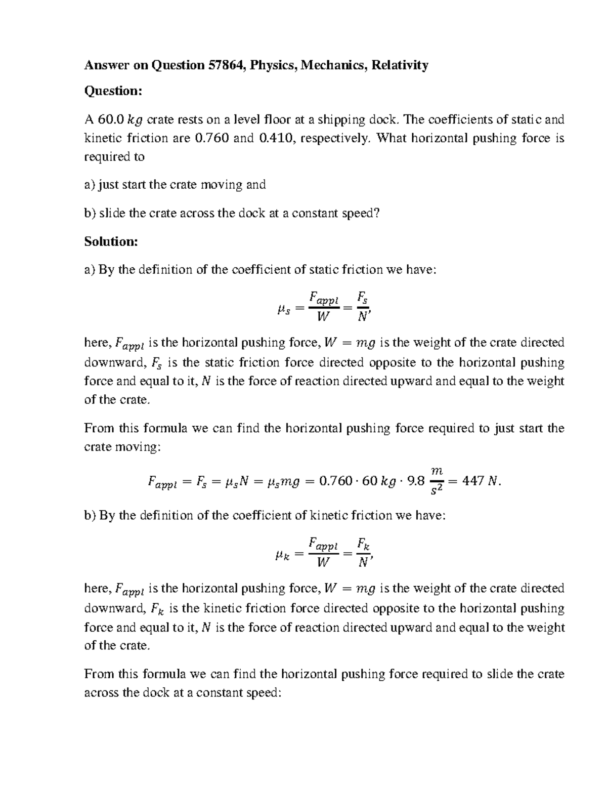 Physics, Mechanics, Relativity - Answer on Question 57864, Physics ...