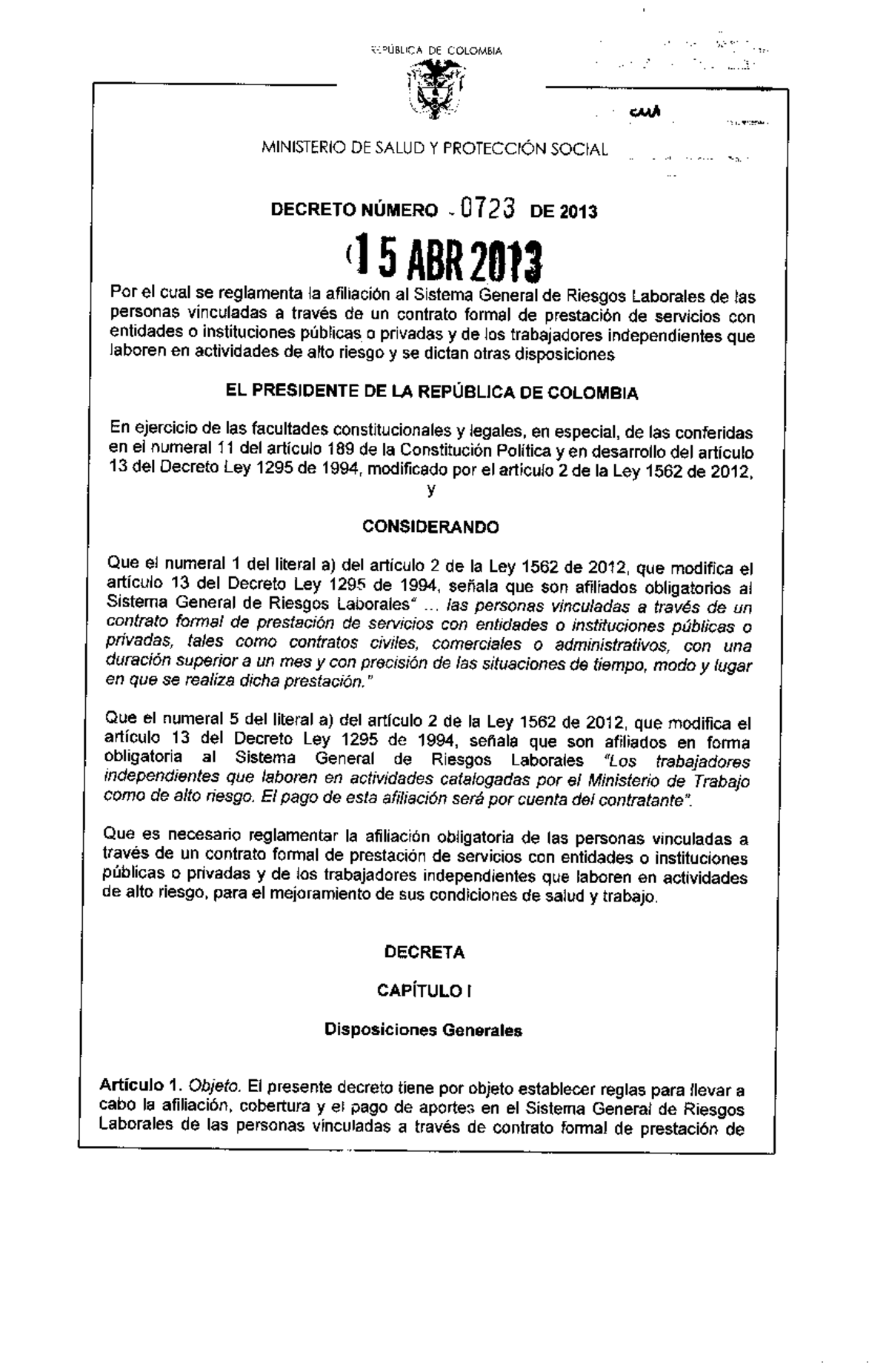 Decreto 0723 de 2013 - Dbdb - Base de Datos - Studocu