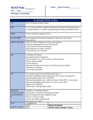 SOAP Note Template - Final - SOAP Note: Unit 1_ NU_610__:7D ...