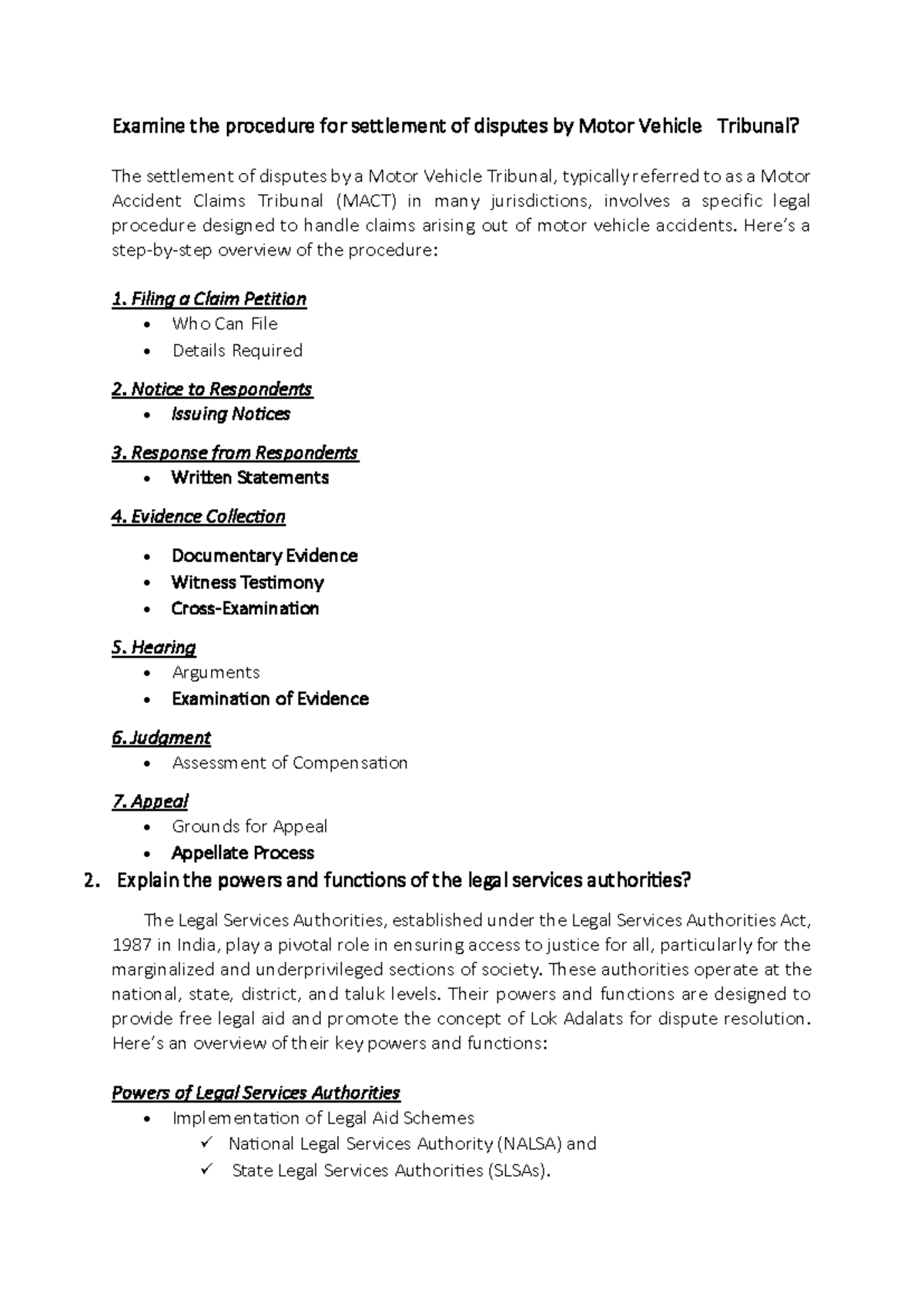 ADR KEY Notes - Examine the procedure for settlement of disputes by ...