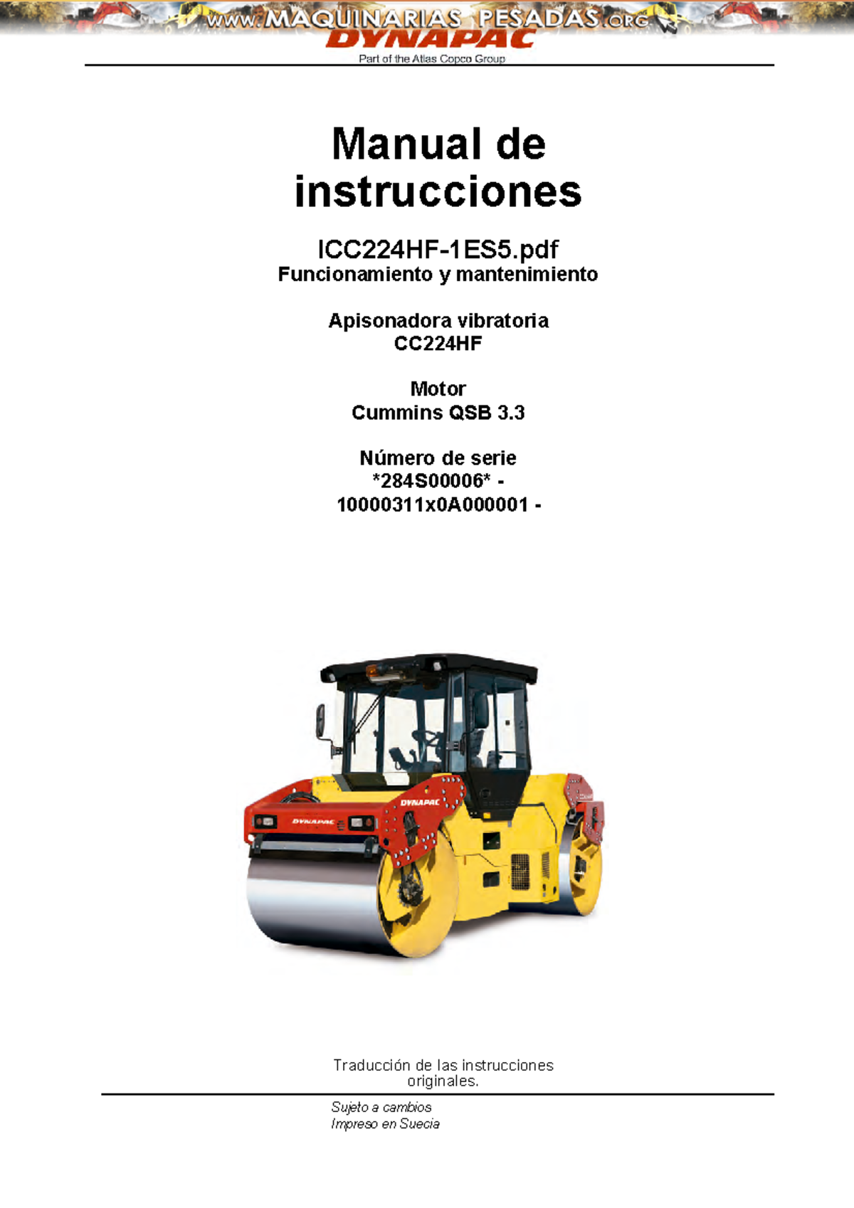 Manual funcionamiento mantenimiento rodillo compactador - Manual de ...
