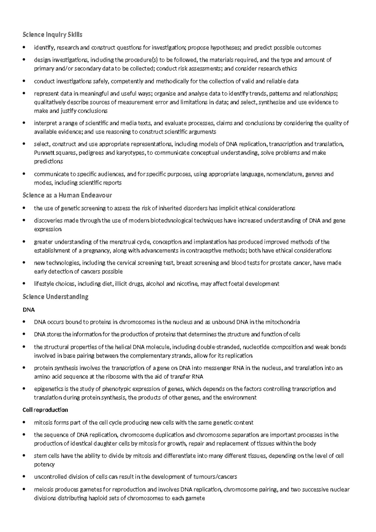 Syllabus - Science Inquiry Skills identify, research and construct ...