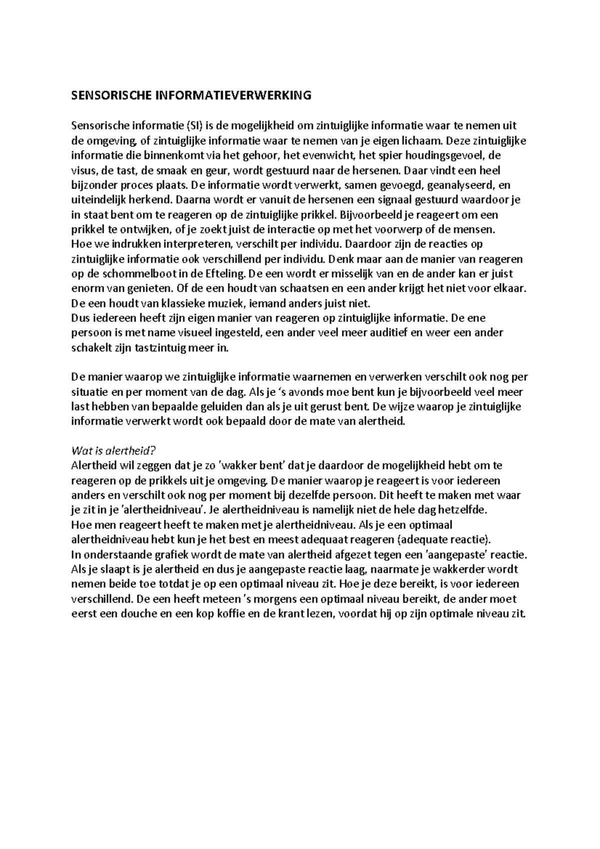 Sensorische-informatieverwerking - SENSORISCHE INFORMATIEVERWERKING ...