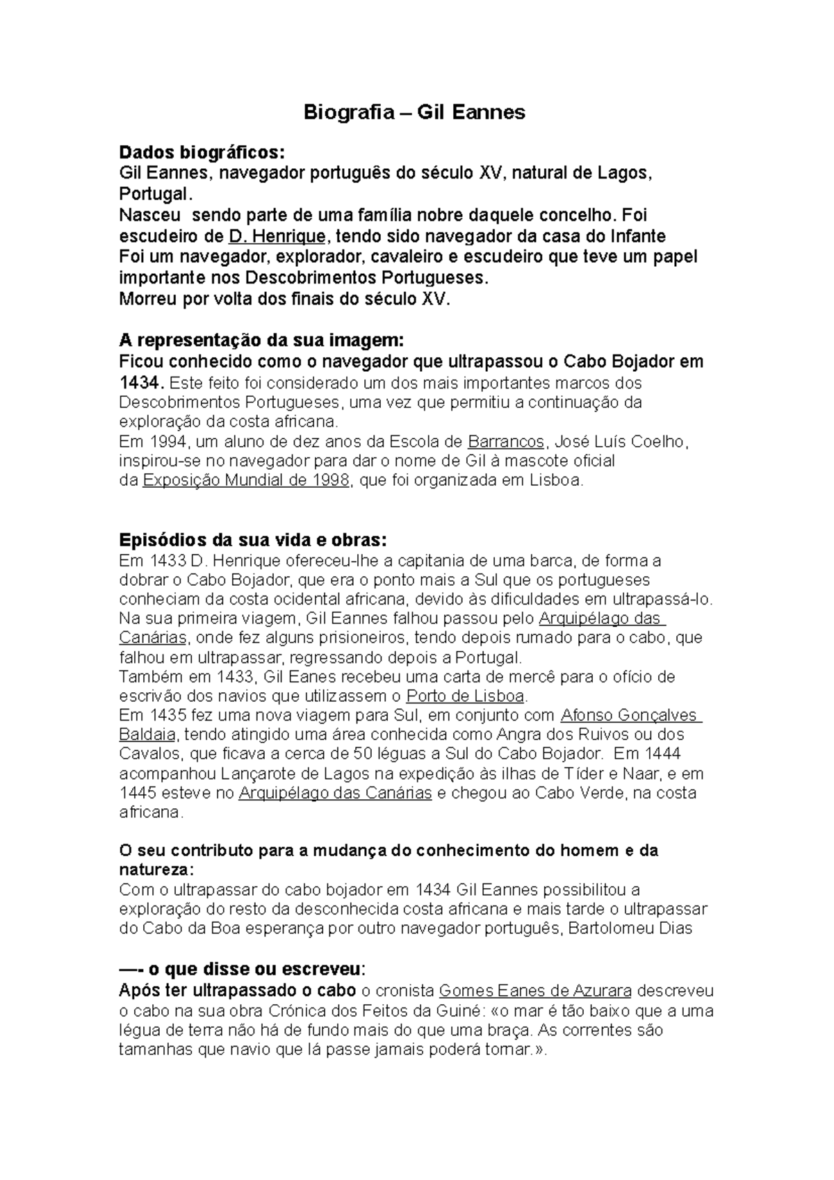 Biografia Gil Eannes - bastante recente - Biografia – Gil Eannes Dados ...
