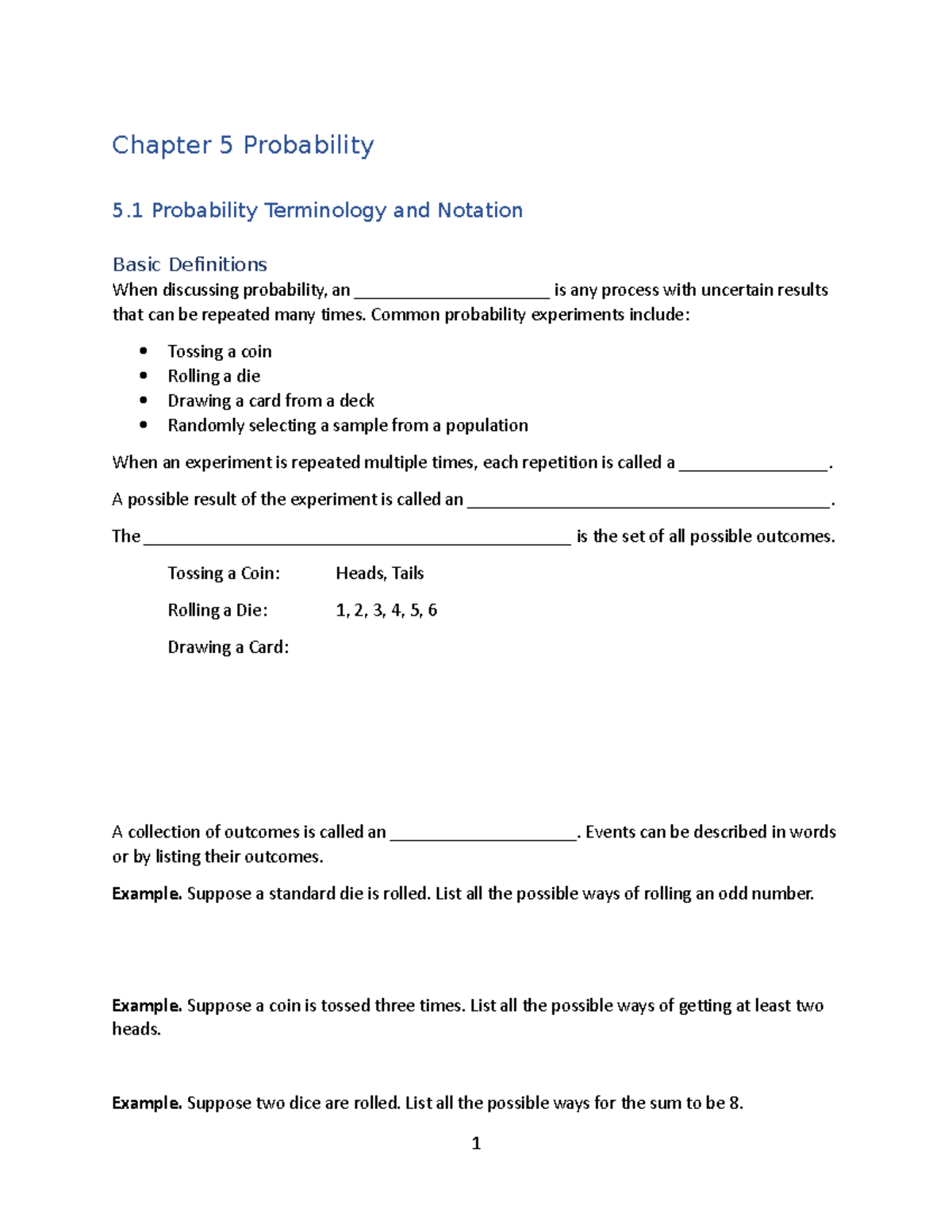MATH 1680 Chapter 5 Notes - Chapter 5 Probability 5 Probability ...