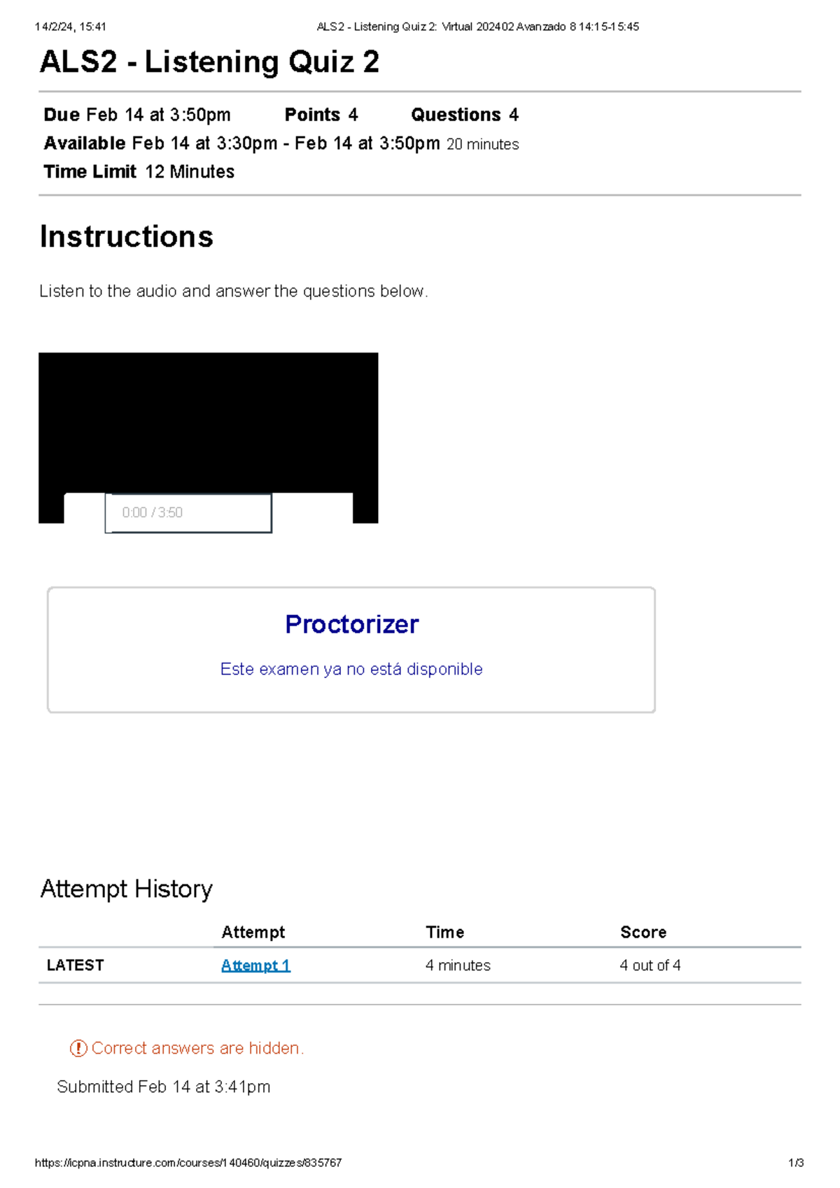 ALS2 - Listening Quiz 2 Virtual 202402 Avanzado 8 14 15-15 45 - 14/2/24 ...