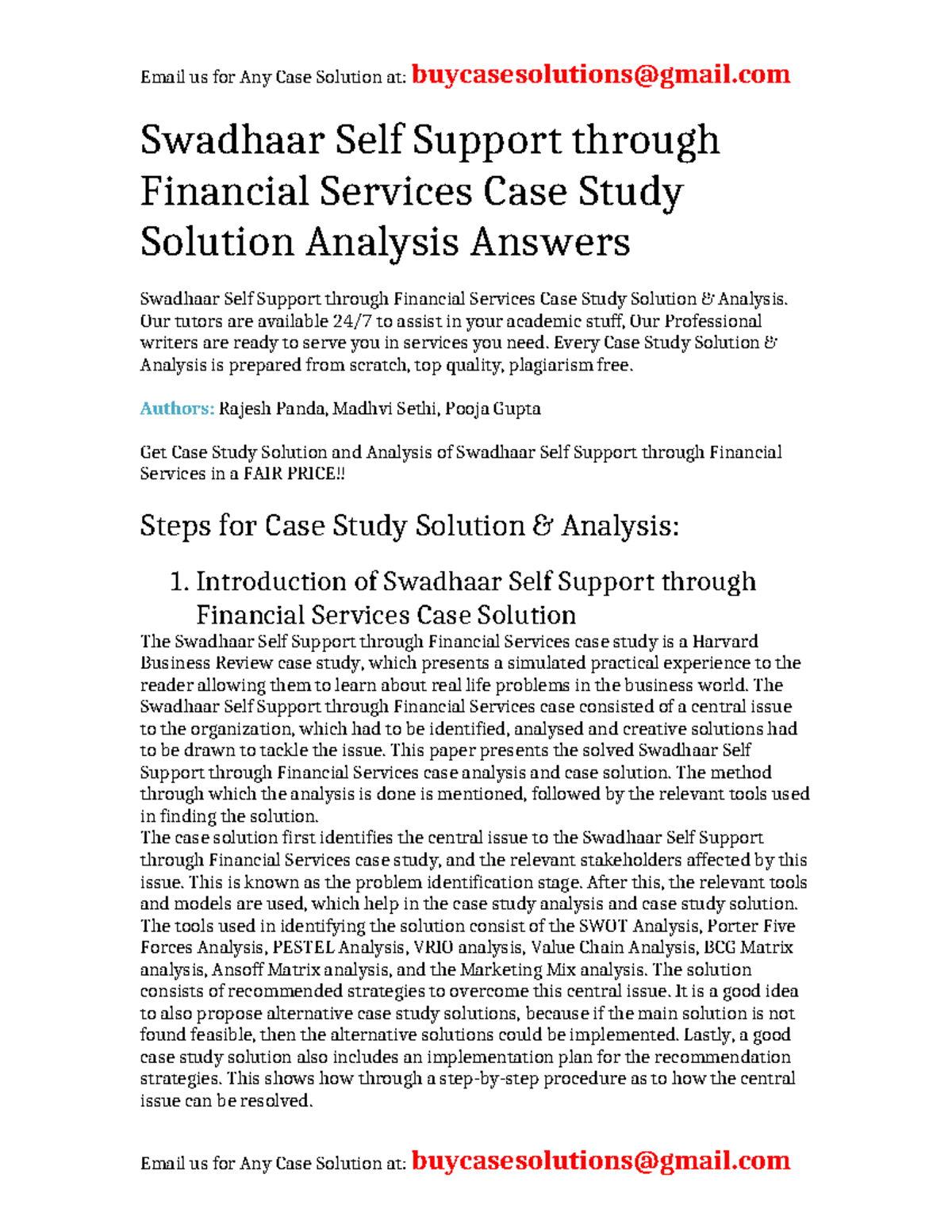 Solution Swadhaar Self Support through Financial Services Case Study ...
