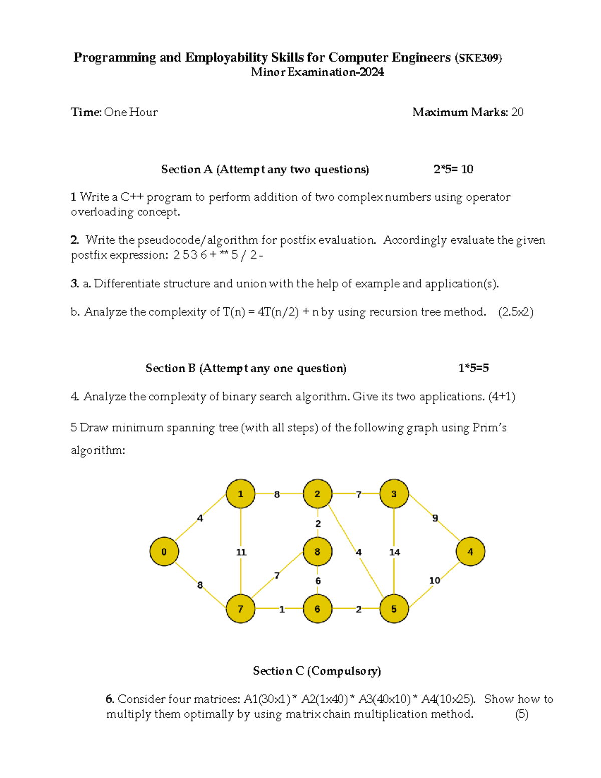 SKE Minor Exam 2024 240222 153056 - Programming and Employability ...