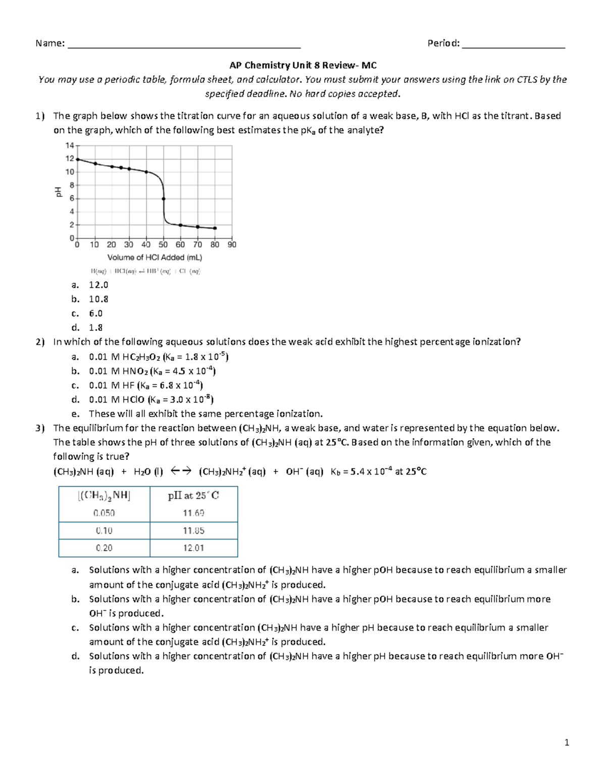 Unit 8 Test Review Mc Chem Hw Answers Name