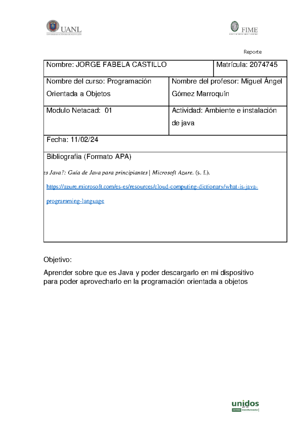 ACT4 Ambiente Java EInstalacion JGFC 2074745 IAS POO - Objetivo ...