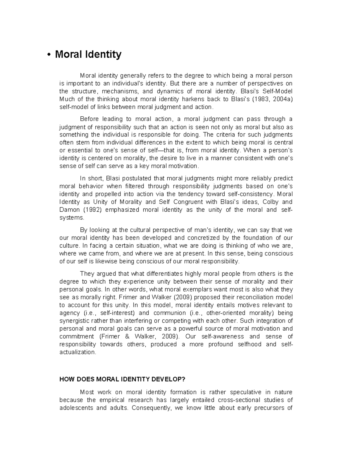 Moral-Identity - Tackles about moral-identity - • Moral Identity Moral ...