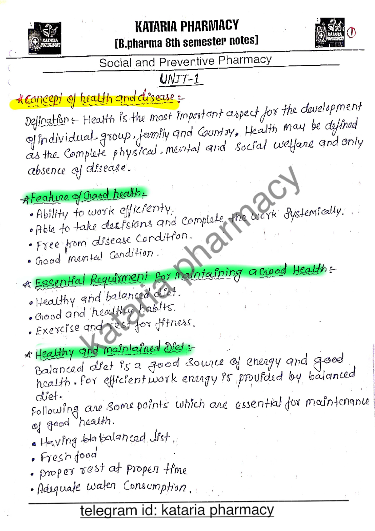 Social and preventive pharmacy(Unit-1) 8th sem - Bachelor of pharmacy ...