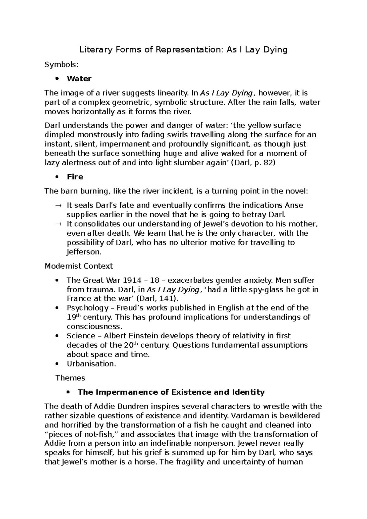 Literary Forms of Representation - As I Lay Dying - Literary Forms of ...