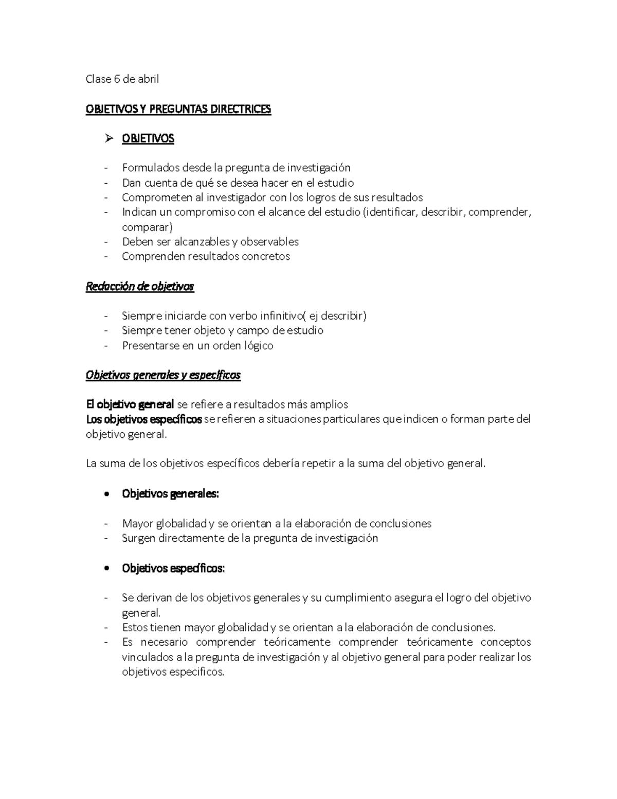 Clases métodos de análisis cualitativos - Clase 6 de abril OBJETIVOS Y ...