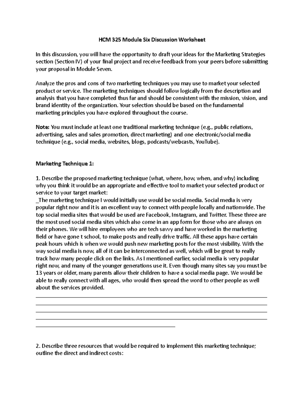 HCM 325 Module Six Discussion Worksheet - Analyze the pros and cons of ...