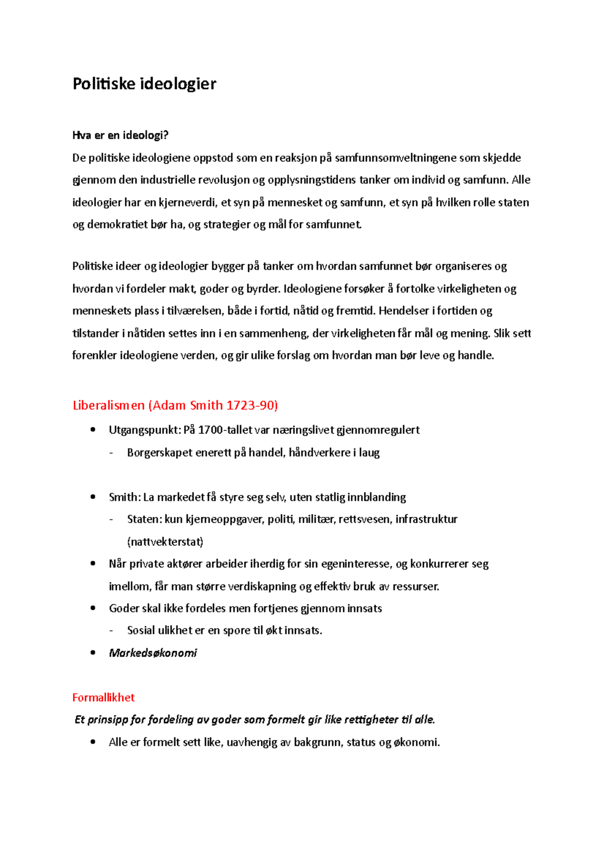 Politiske ideologier - Liberalismen , sosialliberalismen, sosialisme ...