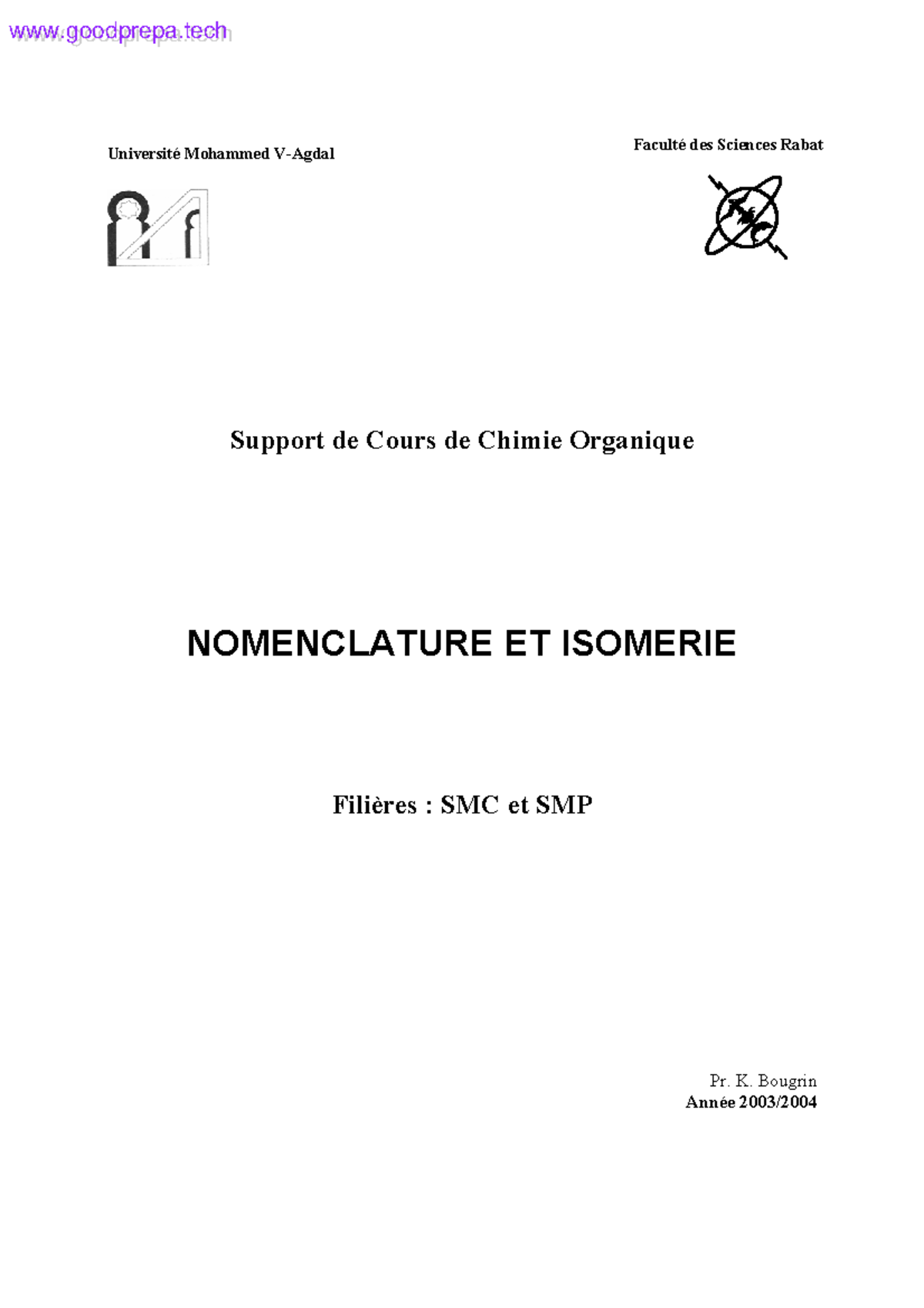 Chimie Organique SMP SMC S3 - Support de Cours de Chimie Organique ...