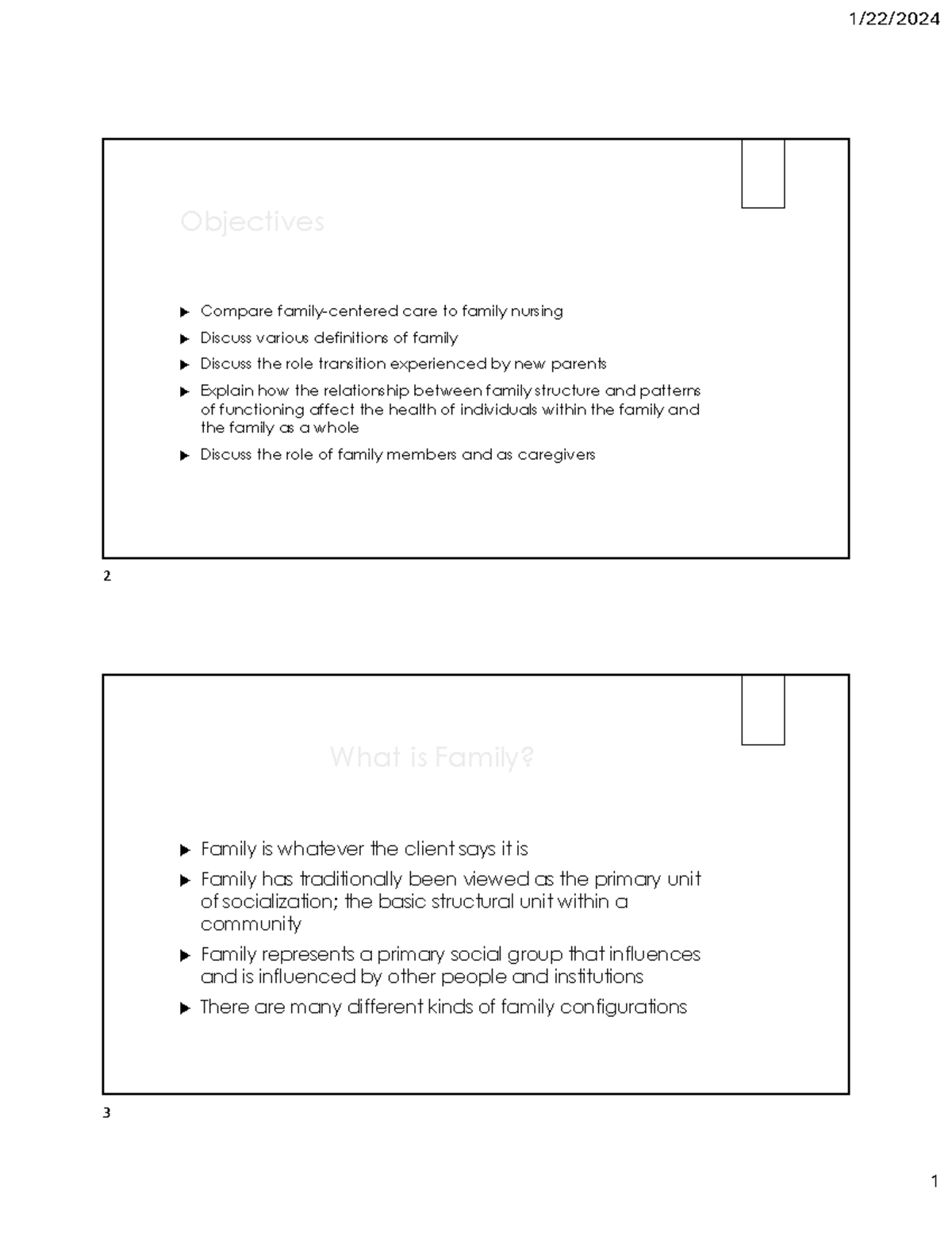 Nur 355 Week 3A Family Dynamic - Objectives Compare family-centered ...