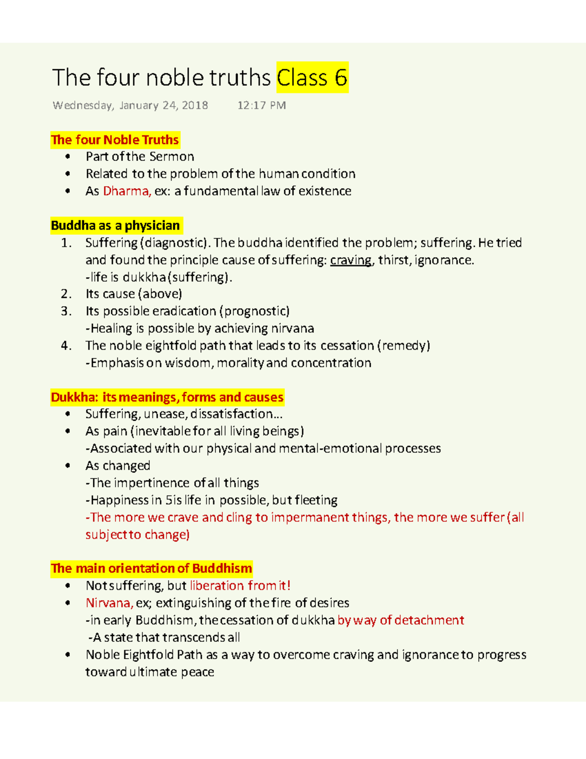 The four noble truths Class 6 - The four Noble Truths - Part of the ...