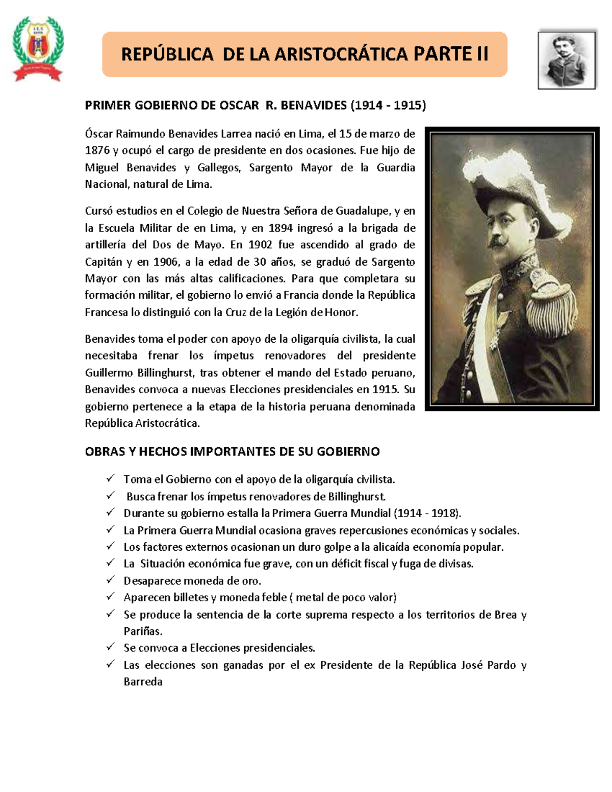 Clase DE 6to historia 07-10-20 SI - PRIMER GOBIERNO DE OSCAR R ...