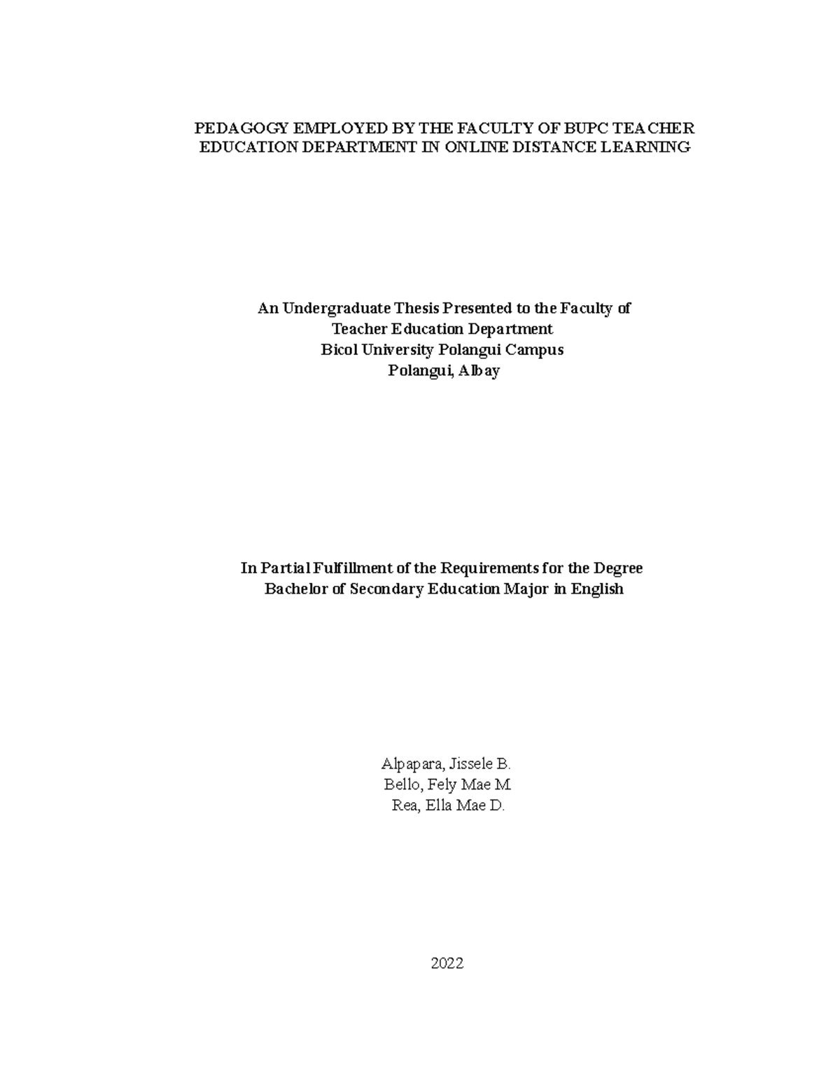 Group-6 Thesis Manuscript - Copy - PEDAGOGY EMPLOYED BY THE FACULTY OF ...