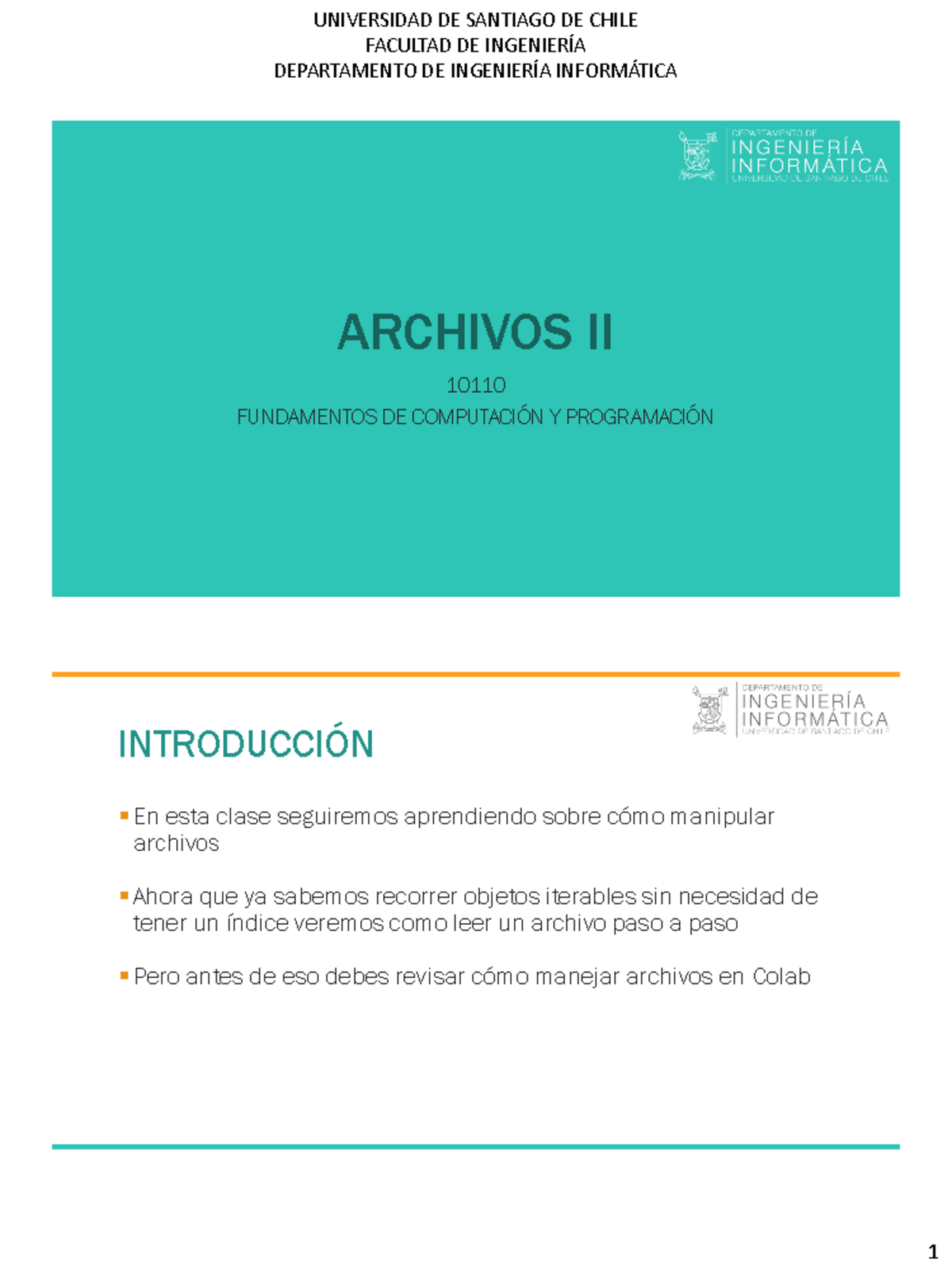 [FPI] 14 - Archivos II - FACULTAD DE INGENIERÕA DEPARTAMENTO DE ...