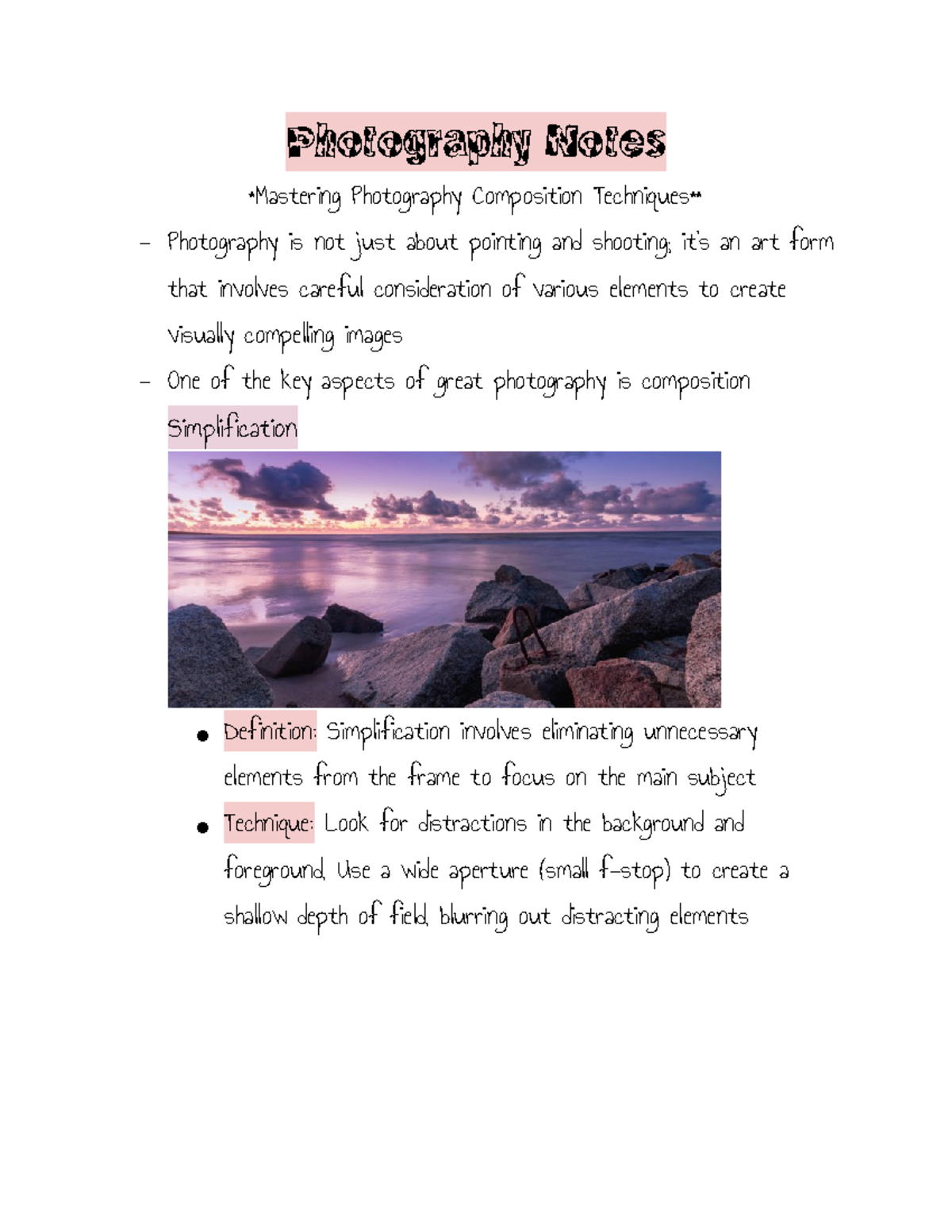 Photography Notes Mastering Photography Composition Techniques ...