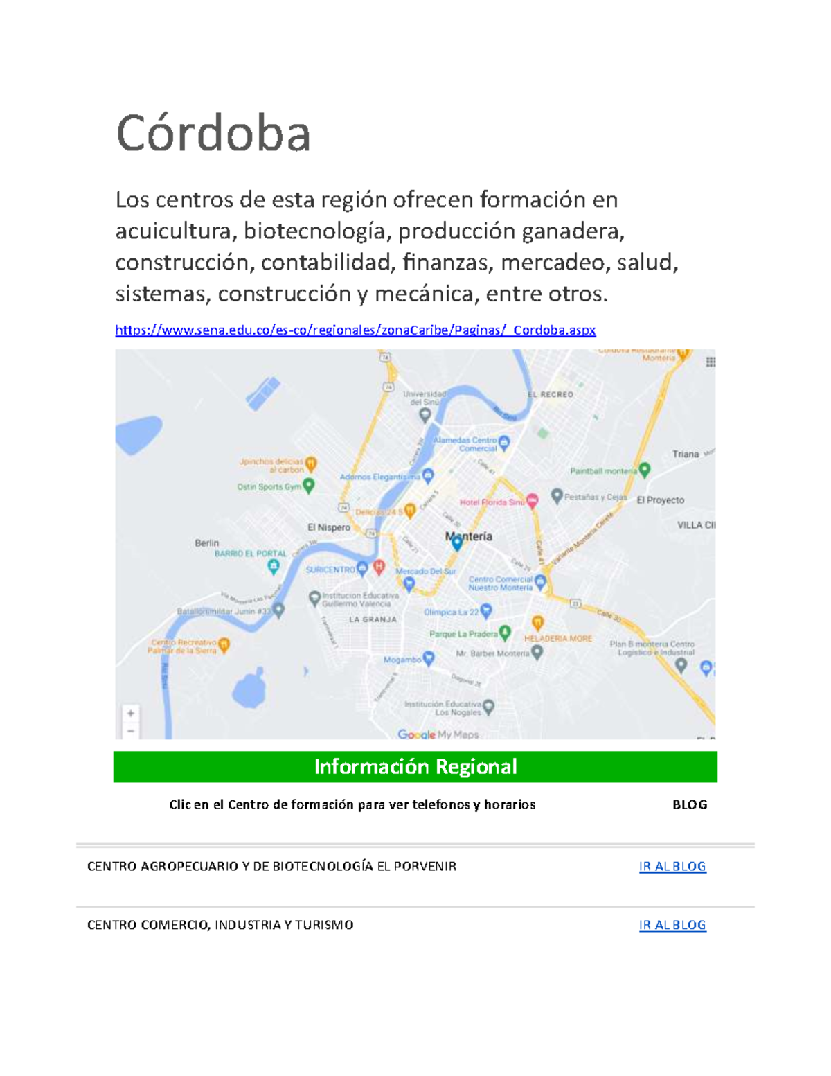 Identificación del centro de formación REGIONAL - Córdoba Los centros ...
