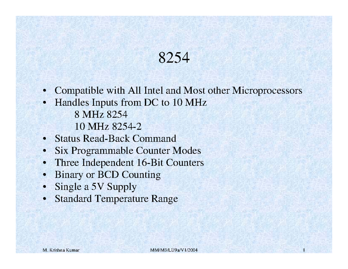 M3L3 - Use notes for CSE-331 - 8254 • Compatible with All Intel and ...