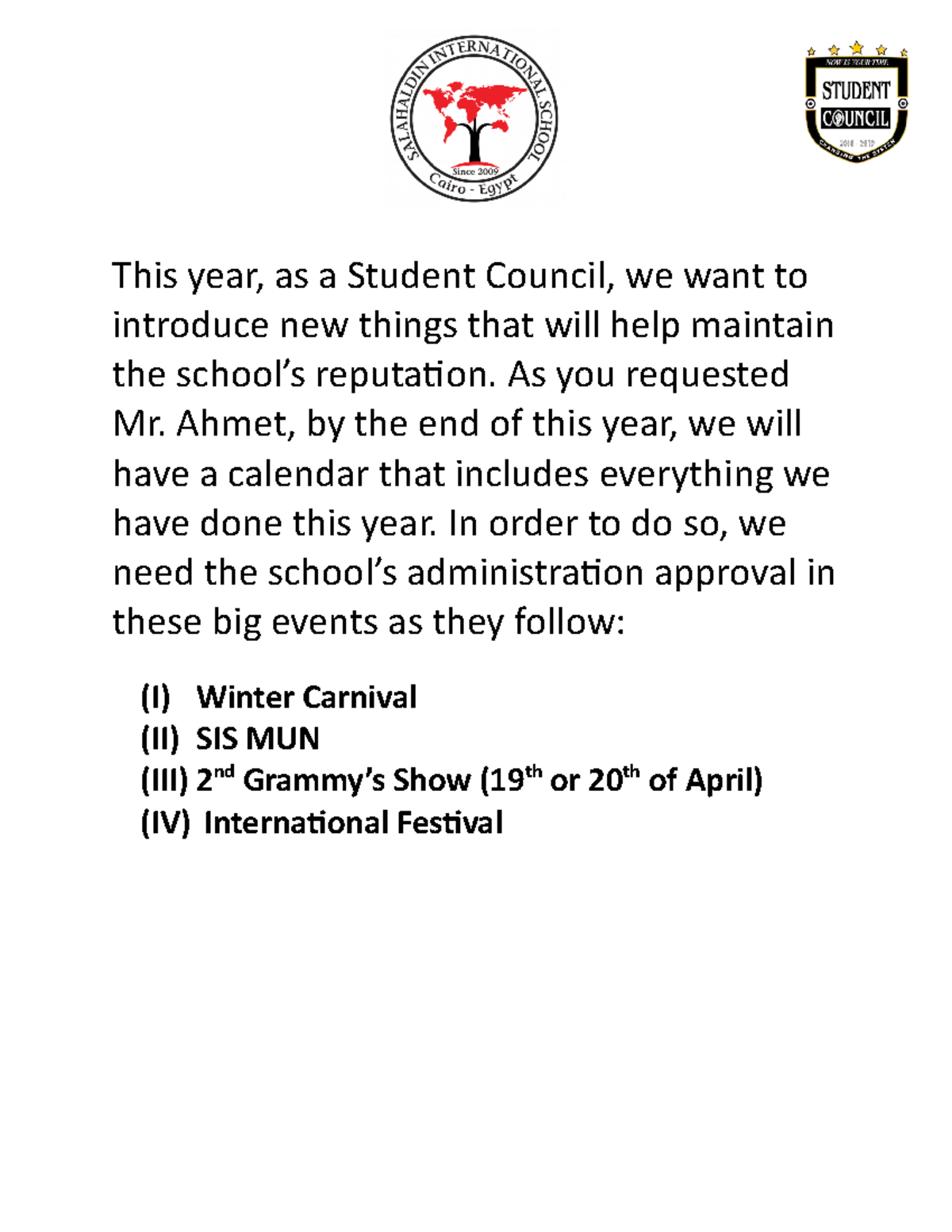 This year - plan for student council program - This year, as a Student ...